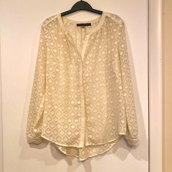 Rose & Olive | Tops | Excellent Condition Cream Sheer Blouse With ...